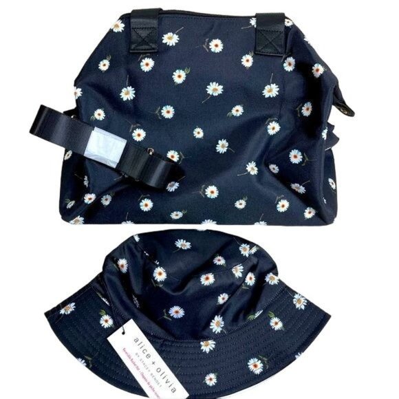 Alice + Olivia | Bags | Alice Olivia Black Duffle Bag Daisy Floral And ...